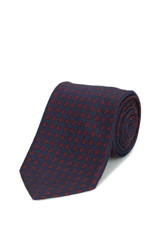 Beymen Collection Erkek Lacivert Mikro Şal Desenli İpek Kravat EU IT