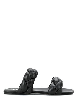 Miu Kadın Siyah Örgü Dokulu Bantlı Deri Terlik 36 EU