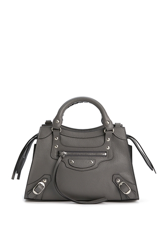 Balenciaga Kadın Classic Gri Logolu Deri Omuz Çantası EU Balenciaga Kadın Classic Gri Logolu Deri Omuz Çantası EU