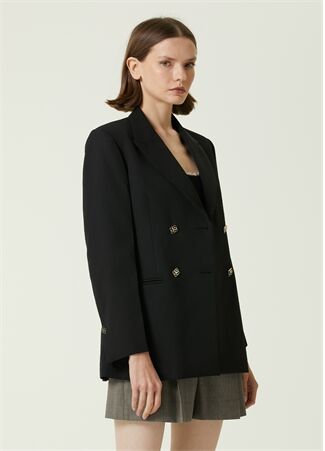 Sandro Kadın Siyah Kruvaze Ceket 34 FR