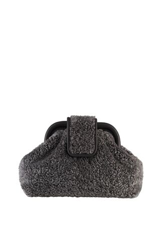 Maven Kadın Eva Mini Gri Shearling Çanta EU Maven Kadın Eva Mini Gri Shearling Çanta EU