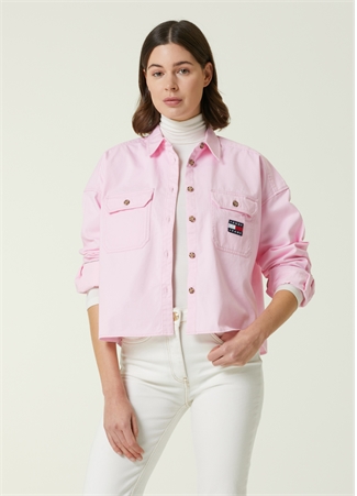 Tommy Jeans Kadın Pembe Çift Cepli Crop Gömlek M EU Tommy Jeans Kadın Pembe Çift Cepli Crop Gömlek M EU