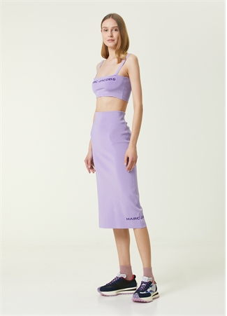 Marc Jacobs (The) Kadın Lila Logo Jakarlı Midi Etek Mor S EU Marc Jacobs (The) Kadın Lila Logo Jakarlı Midi Etek Mor S EU