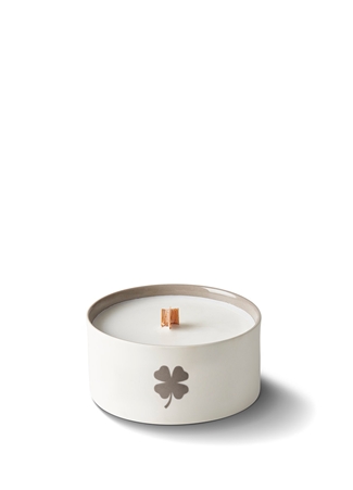 Esma Dereboy Fildişi Yonca Desenli Silindir Mumluk Bej