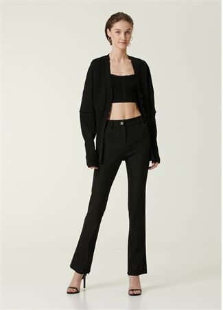 Academia Kadın Siyah Paçaları Fermuarlı Pantolon 34