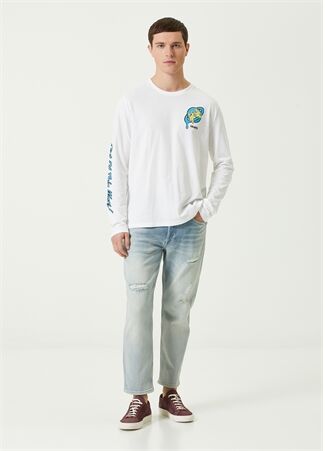 Allsaints Erkek Jack Damaged Straight Mavi Jean Pantolon 28 UK Allsaints Erkek Jack Damaged Straight Mavi Jean Pantolon 28 UK