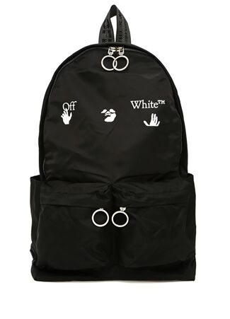 Off-White Erkek Siyah Logo Baskılı Sırt Çantası EU