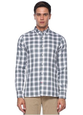 Isaia Erkek Siyah Beyaz Polo Yaka Ekose Desenli Gömlek Mavi 39 IT Isaia Erkek Siyah Beyaz Polo Yaka Ekose Desenli Gömlek Mavi 39 IT