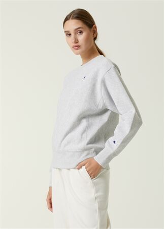 Champion Kadın Gri Bisiklet Yaka Sweatshirt XS EU