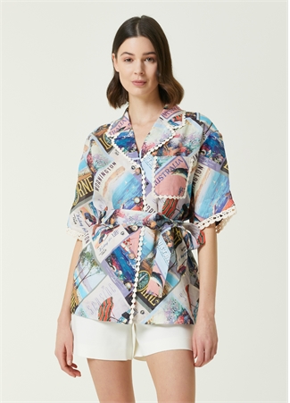 Zimmermann Kadın Mavi Pembe Beli Kuşaklı Gömlek 0 US Zimmermann Kadın Mavi Pembe Beli Kuşaklı Gömlek 0 US