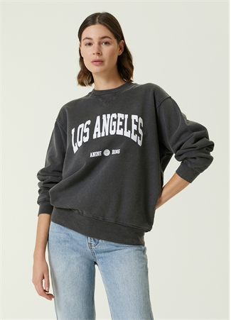 Anine Bing Kadın Ramone Los Angeles Antrasit Sweatshirt Siyah S EU Anine Bing Kadın Ramone Los Angeles Antrasit Sweatshirt Siyah S EU