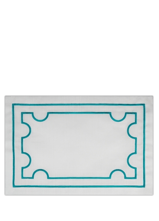 Baci Milano Turkuaz Kenarı Nakışlı 30x45 Cm Amerikan Servis Mavi Baci Milano Turkuaz Kenarı Nakışlı 30x45 Cm Amerikan Servis Mavi