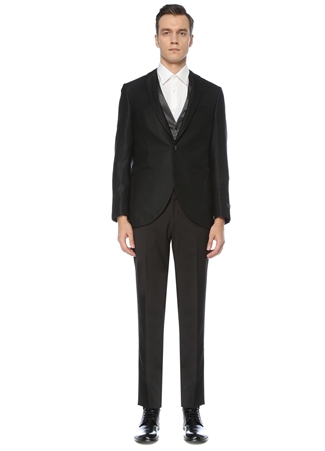 Pal Zileri Erkek Siyah Desenli Yelekli Yün Takım Elbise 48 IT Pal Zileri Erkek Siyah Desenli Yelekli Yün Takım Elbise 48 IT