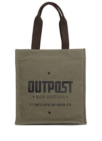 Outpost Kadın Raw Haki Logolu Alışveriş Çantası EU Outpost Kadın Raw Haki Logolu Alışveriş Çantası EU
