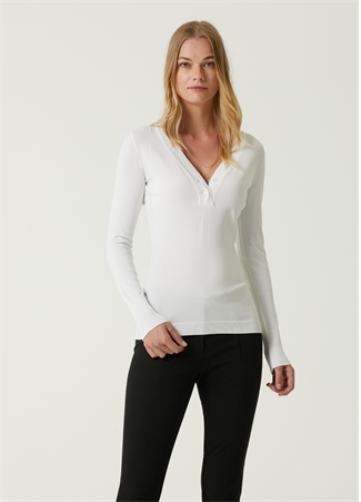 Beymen Collection Kadın Beyaz V Yaka Düğmeli Triko S Beymen Collection Kadın Beyaz V Yaka Düğmeli Triko S