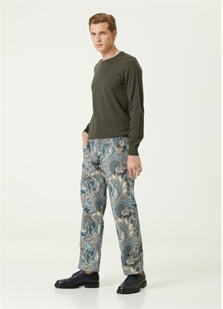 Etro Erkek Mavi Etnik Desenli Pantolon 3 US