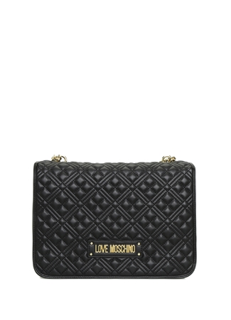 Love Moschino Kadın Sarı Logolu Omuz Çantası Siyah EU Love Moschino Kadın Sarı Logolu Omuz Çantası Siyah EU