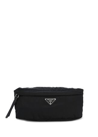 Prada Kadın Siyah Logo Detaylı Bel Çantası EU