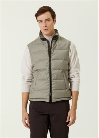 Luciano Barbera Erkek Gri Garni Detaylı Yün Dış Yelek 48 IT