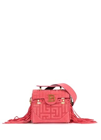 Balmain Kadın B Buzz 23 Pembe Süet Omuz Çantası EU Balmain Kadın B Buzz 23 Pembe Süet Omuz Çantası EU