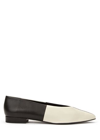 Flattered Kadın Siyah Beyaz Deri Babet 36 EU