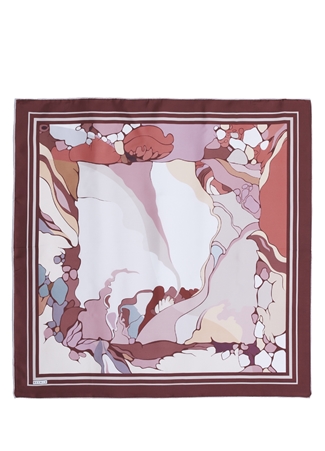 Beymen Kadın Desenli 90x90 cm Twill İpek Eşarp Mor EU