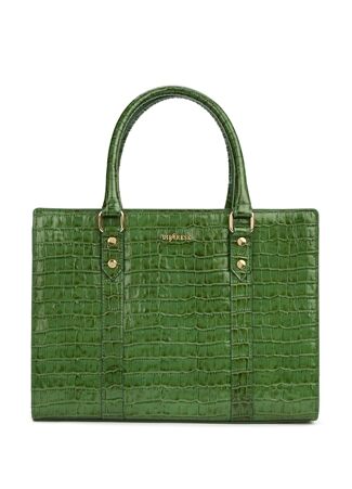 Divarese Kadın Yeşil Krokodil Dokulu Deri Çanta EU