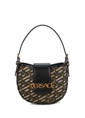 Versace Kadın Siyah Logo Detaylı Omuz Çantası EU