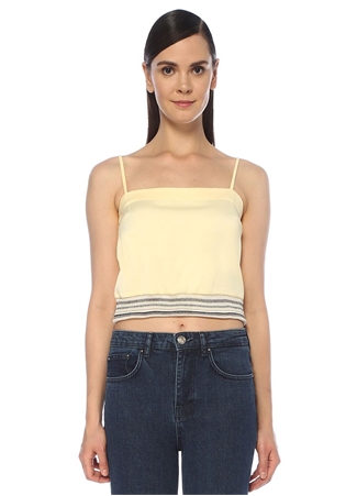 Beymen Collection Kadın Sarı Ribana Detaylı Saten Bluz Bej 34