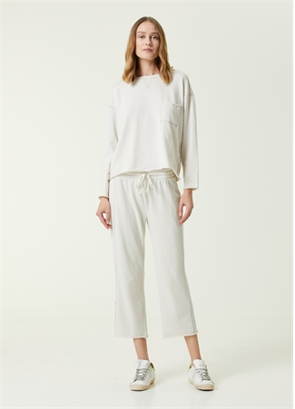 Splendid Kadın Beyaz Beli Kordonlu Cropped Eşofman Altı XS EU Splendid Kadın Beyaz Beli Kordonlu Cropped Eşofman Altı XS EU