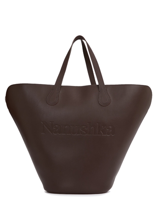 Nanushka Kadın Kahverengi Logolu Omuz Çantası EU