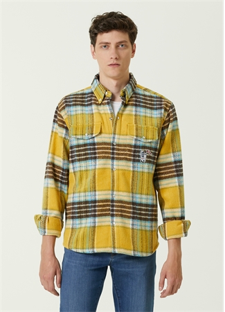 Billionaire Boys Club Erkek Kahverengi Düğmeli Yaka Kareli Gömlek S EU