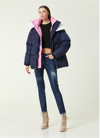 Dsquared2 Kadın Lacivert Yıpratmalı Crop Jean Pantolon 42 IT Dsquared2 Kadın Lacivert Yıpratmalı Crop Jean Pantolon 42 IT