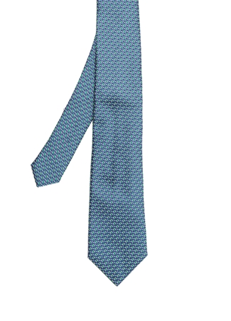 Canali Erkek Mavi Geometrik Desenli İpek Kravat EU Canali Erkek Mavi Geometrik Desenli İpek Kravat EU