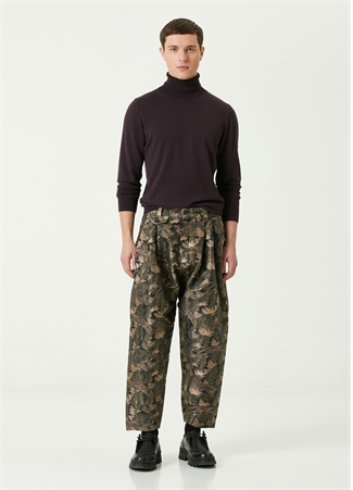 Pal Zileri Erkek Yeşil Etnik Desenli Çift Pilili Pantolon 46 IT