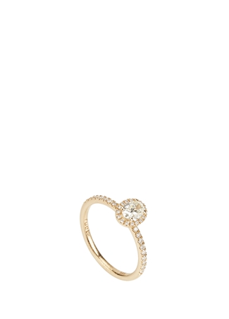 Collection-Ruel Design Kadın Oval Formlu Taşlı Altın Rengi Yüzük EU