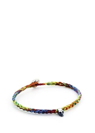 Kayra Khan Erkek Colorblocked Kuru Kafalı Gümüş Rengi Bileklik EU