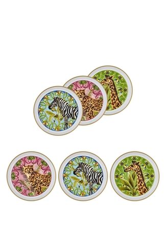 Chiara Alessi Desenli 6lı Seramik Petit Four Tabağı Çok Renkli