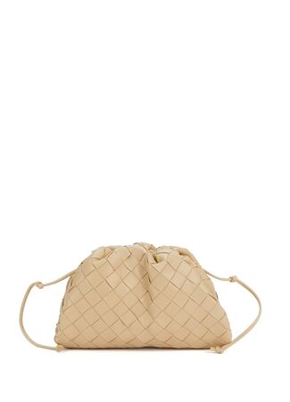 Bottega Veneta Kadın Sarı Örgü Dokulu Deri Omuz Çantası Altın Rengi EU