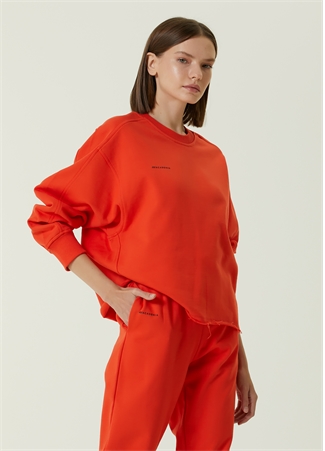 Academia Kadın Nar Çiçeği Bisiklet Yaka Sweatshirt Kırmızı XS