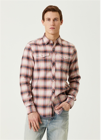 Scotch & Soda Erkek Bej Pembe Ekose Desenli Keten Gömlek S EU Scotch & Soda Erkek Bej Pembe Ekose Desenli Keten Gömlek S EU
