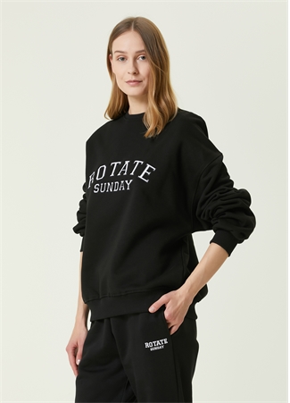 Rotate Sunday Kadın Siyah Logolu Organik Pamuk Sweatshirt S EU Rotate Sunday Kadın Siyah Logolu Organik Pamuk Sweatshirt S EU