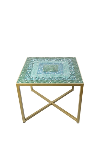 Deniz MosaicWorks Turkuaz Cam Sehpa Çok Renkli