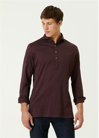 Lardini Erkek Bordo Polo Yaka Sweatshirt M EU