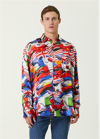 VETEMENTS Erkek Bayrak Desenli Gömlek M EU
