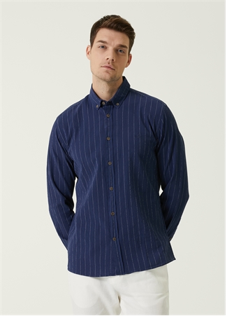 Beymen Club Erkek Slim Fit Indigo Çizgili Dokulu Gömlek Mavi S Beymen Club Erkek Slim Fit Indigo Çizgili Dokulu Gömlek Mavi S