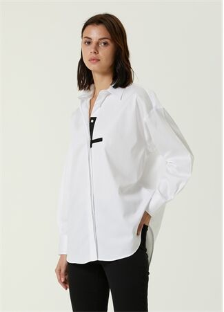 Network Kadın Geniş Fit Beyaz Gömlek L EU