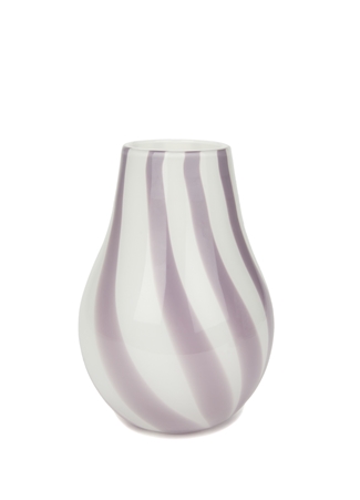 Broste Copenhagen Ada Beyaz Mor Çizgi Desenli Porselen Vazo