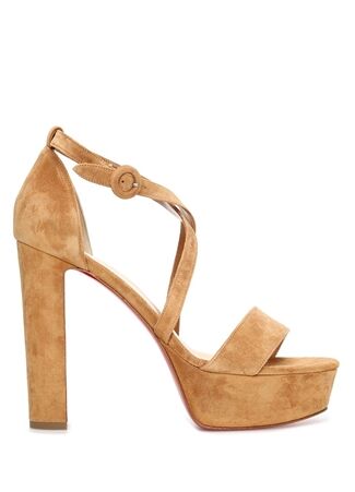 Christian Louboutin Kadın Loubi Bee Alta Taba Deri Sandalet Turuncu 36 EU