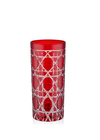 Chiara Alessi Gloria Kırmızı Geometrik Desenli Cam Bardak Chiara Alessi Gloria Kırmızı Geometrik Desenli Cam Bardak
